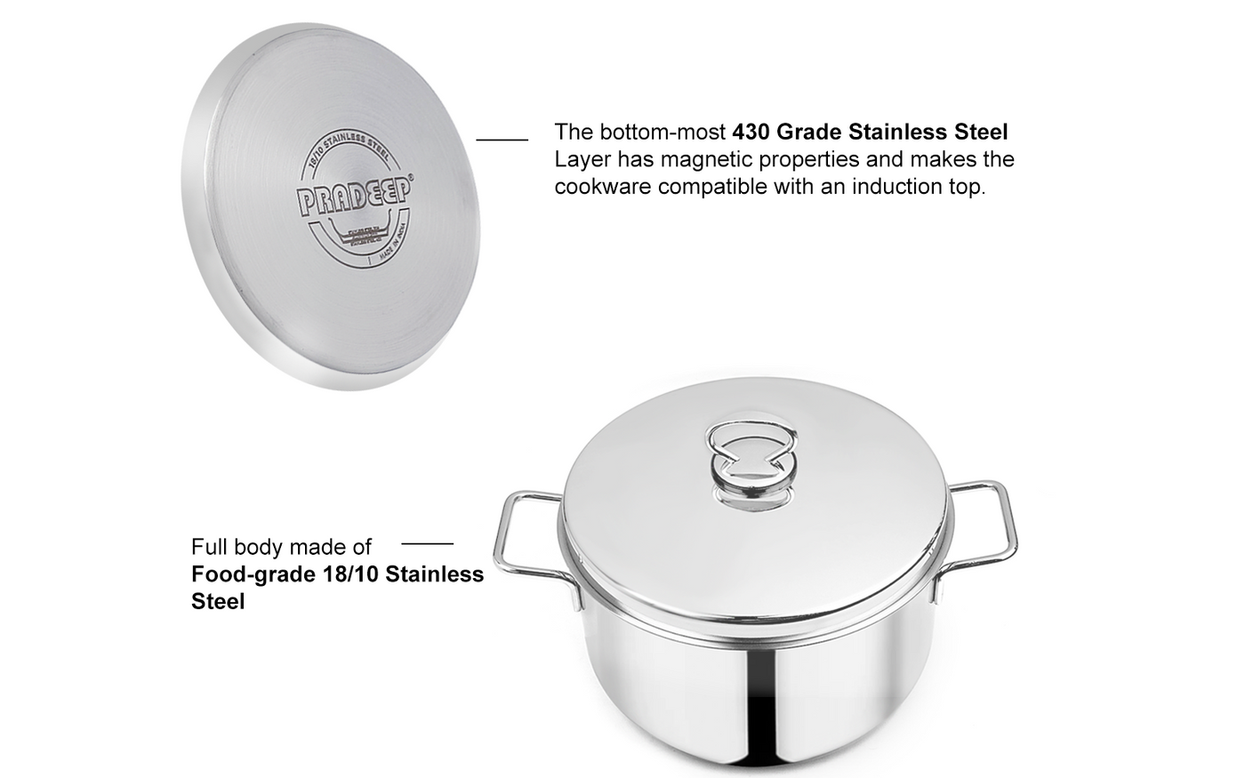 Stainless Steel Sandwich Bottom Cookpot With Lid