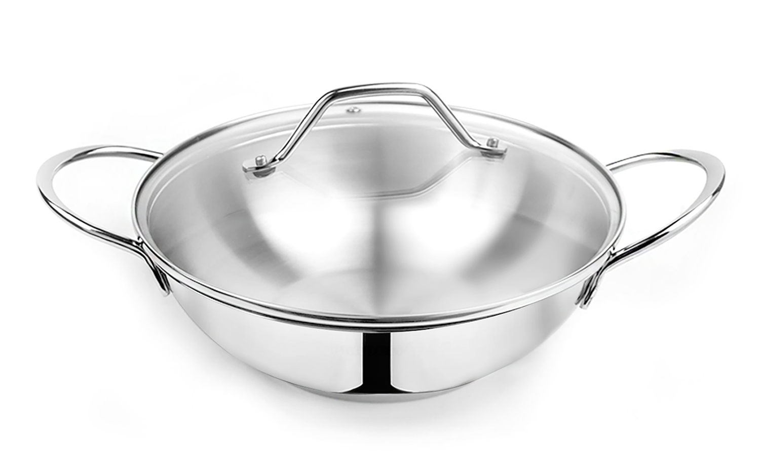Stainless Steel Sandwich Bottom Kadai With Glass Lid